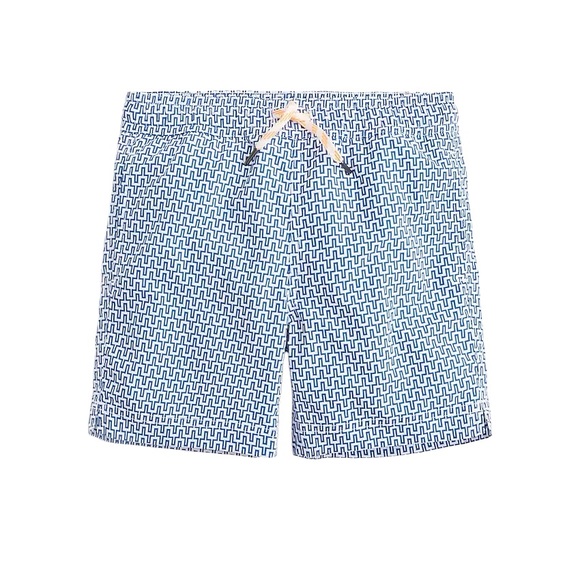 J. Crew | Swim | J Crew Boys Swim Trunks Upf 5 Blue Ivory Maze Print ...